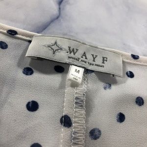 Wayf | Tops | Wayf White Blue Sheer Polka Dot Surplice Blouse | Poshmark